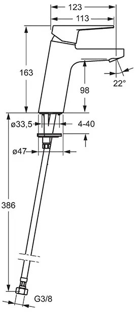 Hansa Umyvadlová stojánková páková baterie HANSATWIST XL bez výpusti 9022283