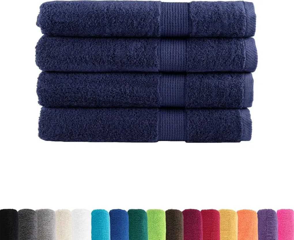 Prémiové saunové osušky SOLUND 4 ks tmavě modré 80x200 cm 600 g/m² 137267
