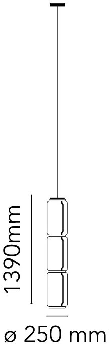 Flos Noctambule S3 Low Cylinders, závěsné svítidlo ze skla, 4x9W LED 2700K, výška 139cm