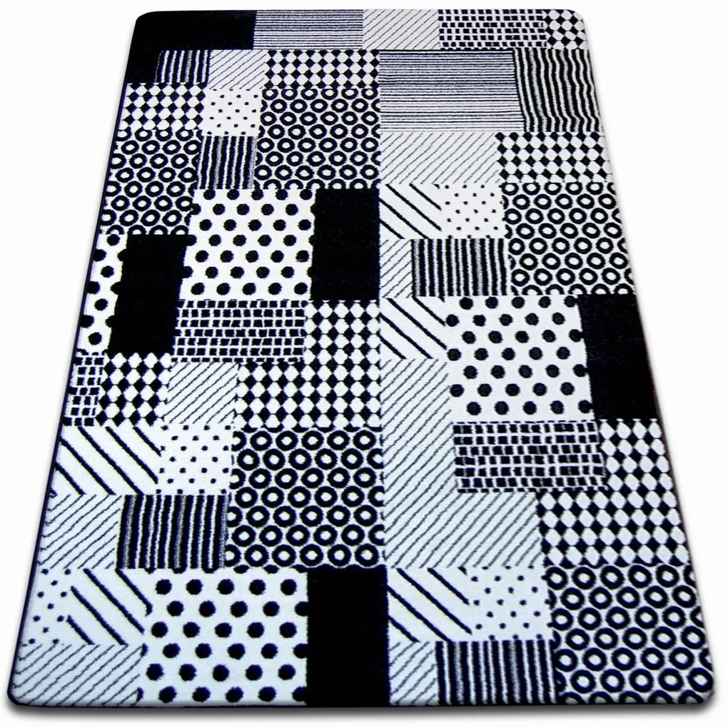 Kusový koberec SKETCH Patterns bílo-černý 160x220