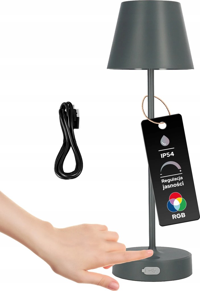 Edo Bezdrátová Led stolní lampa Noční Šedá Neli 2,7W Rgb IP54 33cm