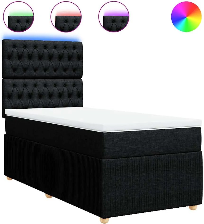 Box spring postel s matrací černá 90x190 cm textil 3294220