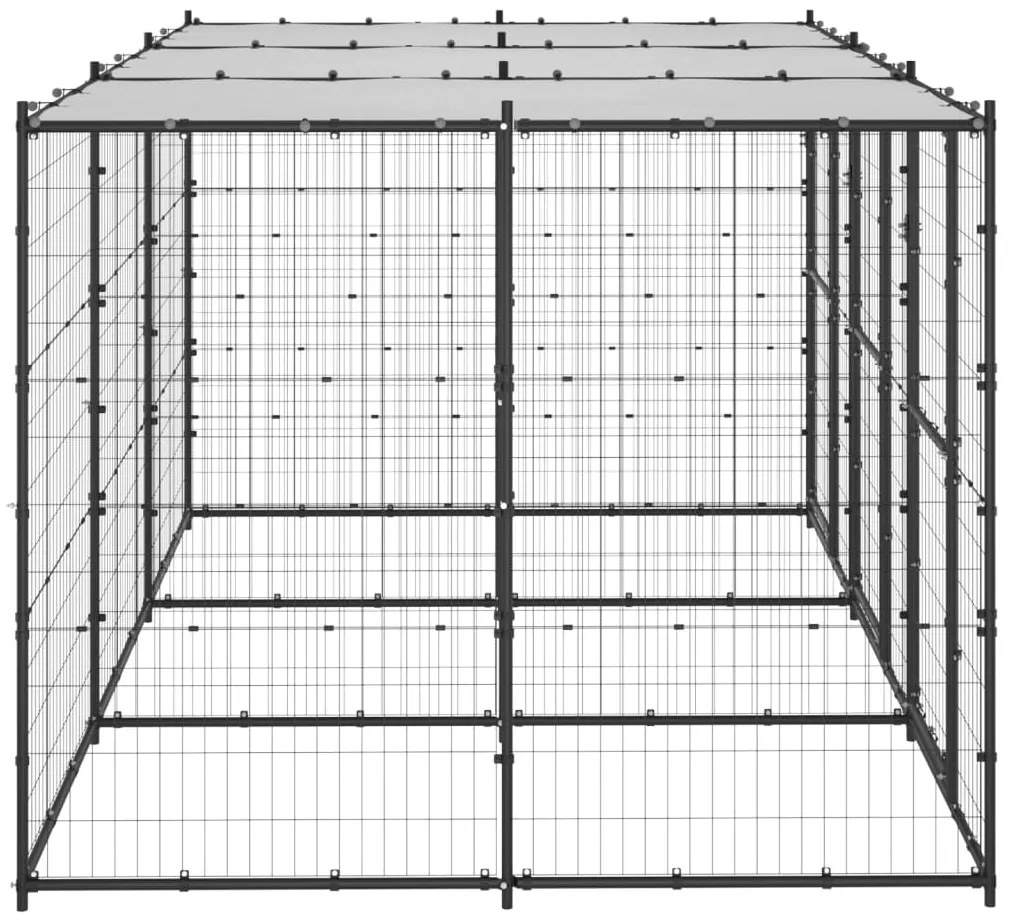 Venkovní psí kotec se střechou ocel 7,26 m² - Default Title