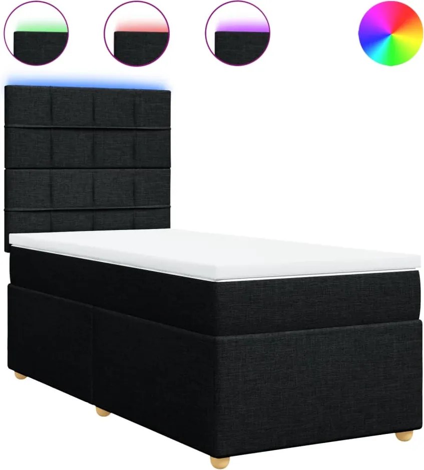 Box spring postel s matrací černá 90x190 cm textil 3293437