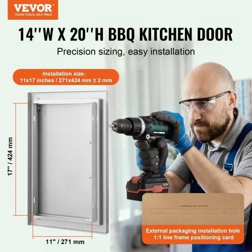 BBQ přístupová dvířka, 355 × 508 mm jednoduchá venkovní kuchyňská dvířka