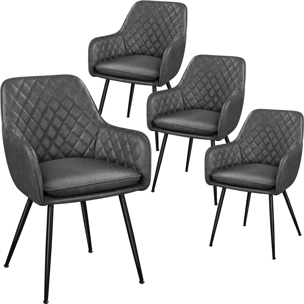 Sada 4 ks – Jídelní židle Yaheetech – tmavě šedá, 61 cm (délka) × 55 cm (šířka) × 85 cm (výška) (257272996071)