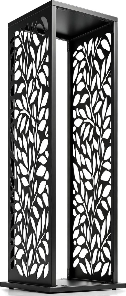 Outsunny Dřevník 38 x 112 cm, zvýšený dřevník s 4 háčky, dekorativní výřezy, nosnost až 100 kg, ocel