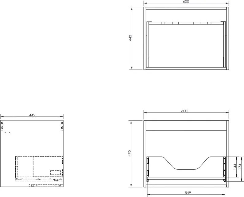 Mexen Box-A, závěsná skříňka 60 cm, 1 zásuvka, grafitová matná, 91AX0-0600-470-1-66
