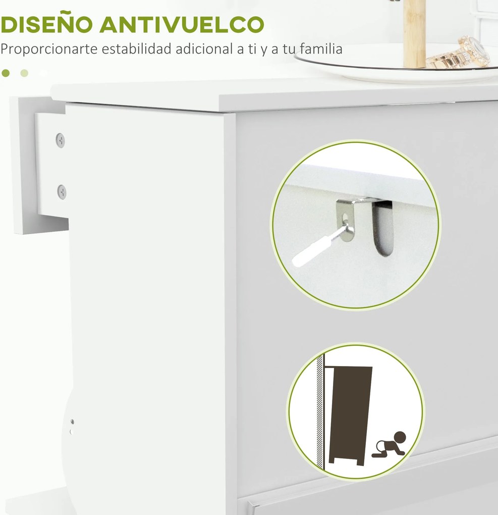 HOMCOM Úzký Botník do Předsíně se 2 Sklápěcími Zásuvkami a 1 Vyndavací Zásuvkou pro 8 Párů Bot 60x23,5x98,5 cm Bílý