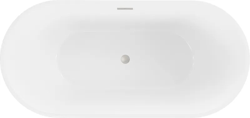 Mexen Luna, volně stojící vana 150 x 75 cm, bílá, broušená ocel přepad, 52031507500-97