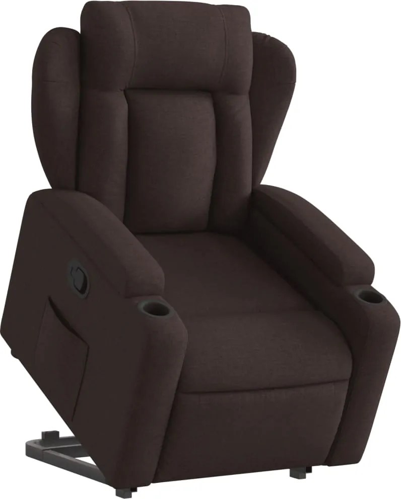 Zvedací polohovací křeslo tmavě hnědé textil 3204487