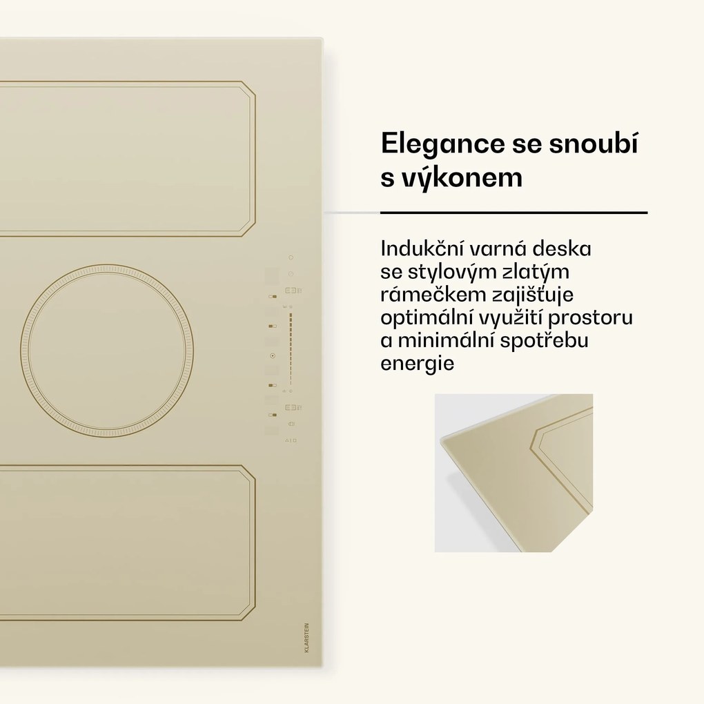 Klarstein Victoria indukční varná deska | 5 varných zón | Retro design | 11500 W | 77 cm