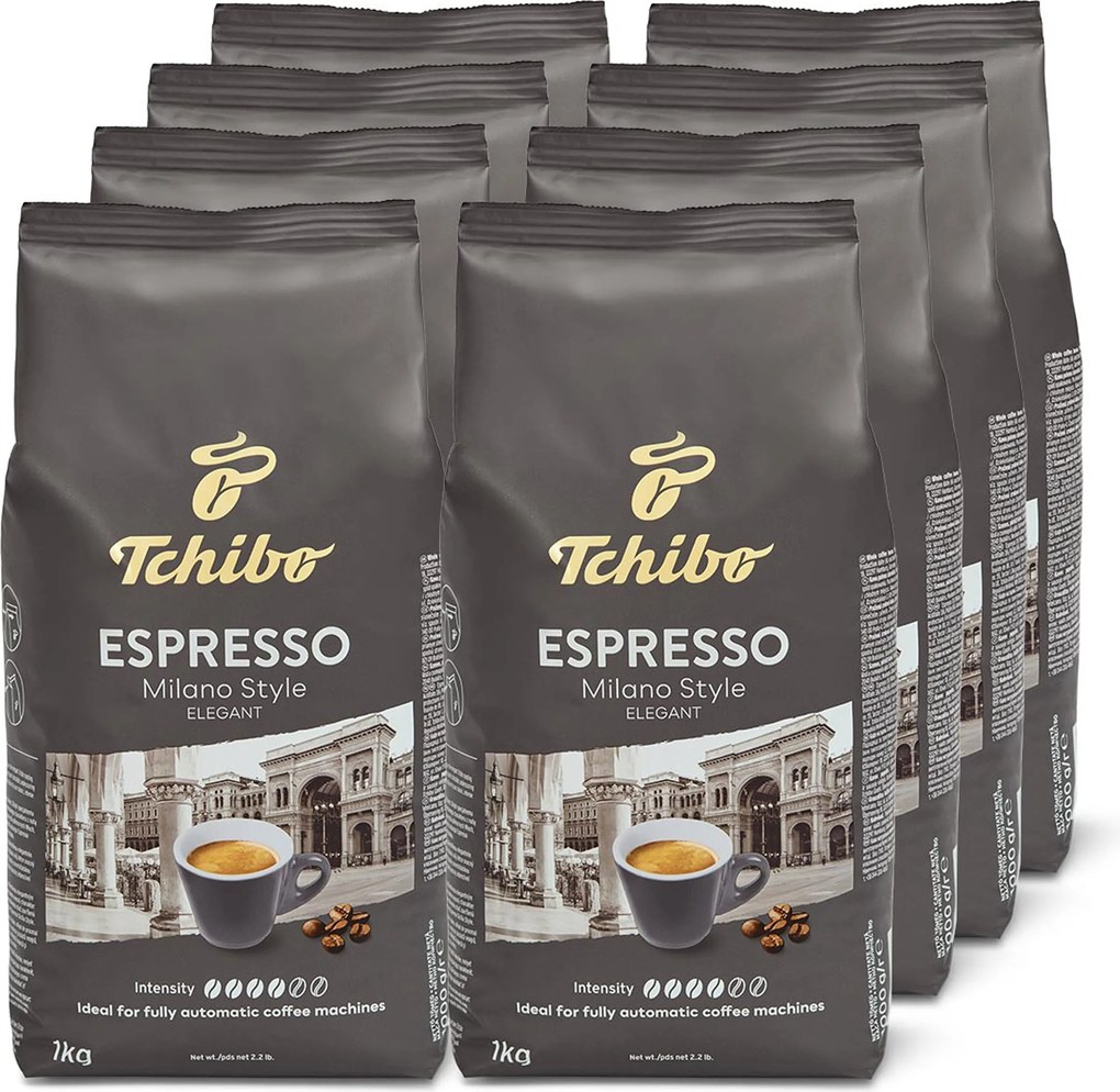 Tchibo Espresso Milano Style - 1 kg x 8 zrnkové kávy - Intenzita: 4/6