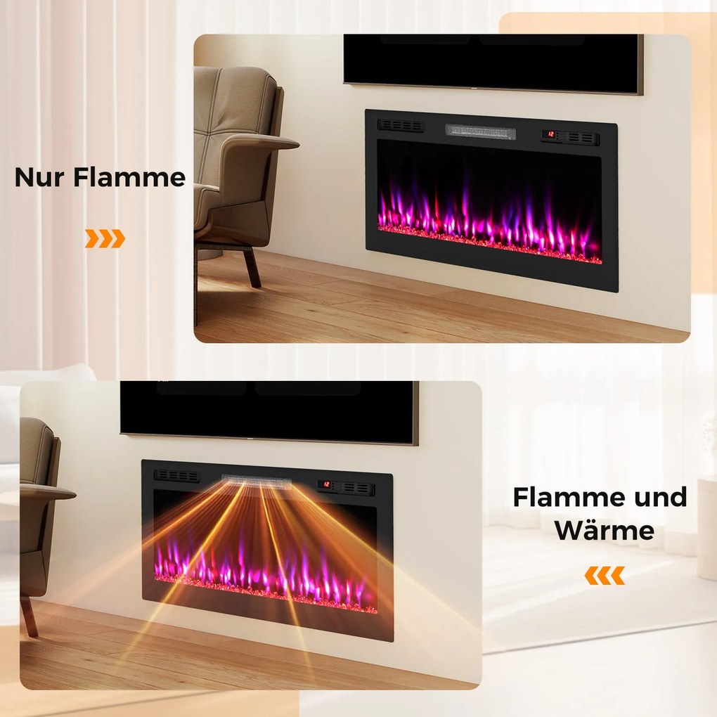 Costway 42'' Elektrický krb 750 W/1500 W vestavěný krb s APP s podporou WiFi