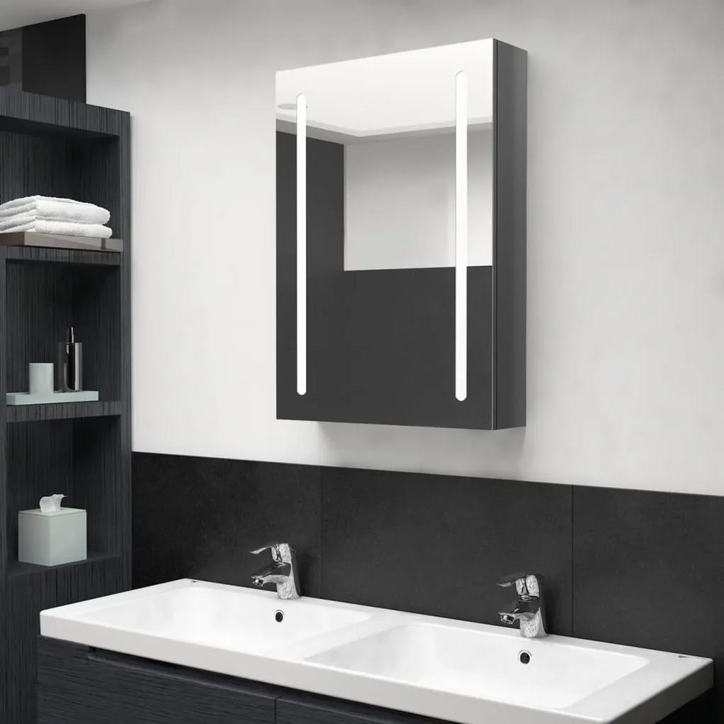 326498 vidaXL LED koupelnová zrcadlová skříňka zářivě šedá 50 x 13 x 70 cm