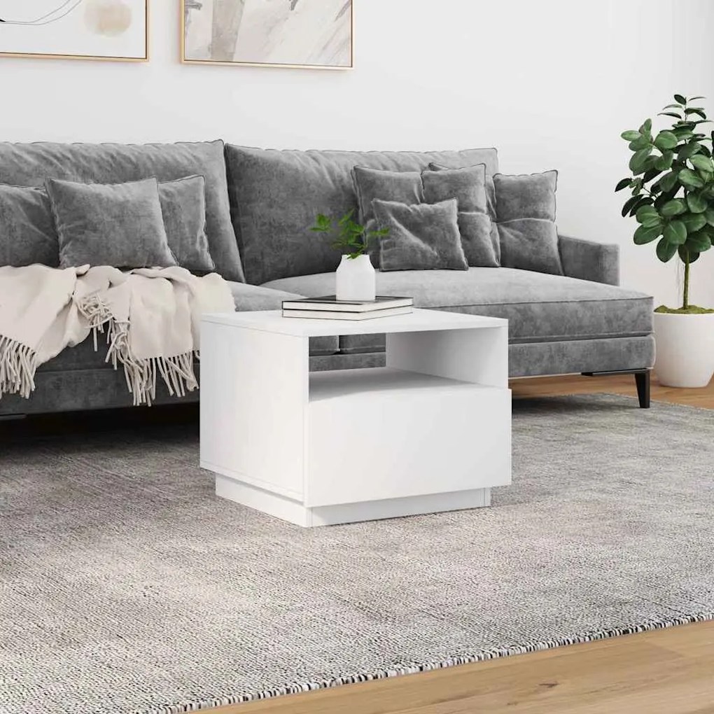 Konferenční Stolek S Led Osvětlením Bílý 50 X 49 X 40 Cm