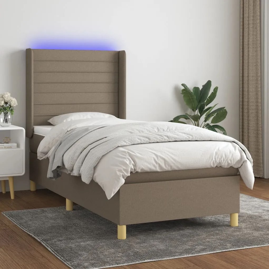 Box spring postel s matrací a LED taupe 80 x 200 cm textil 3138913