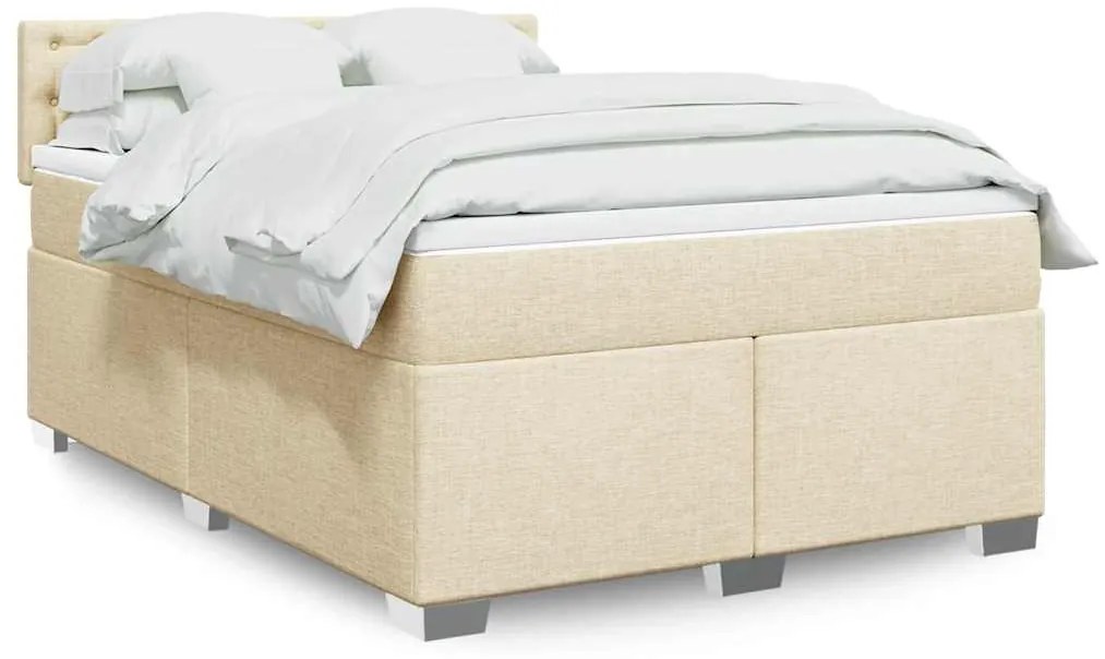 Box spring postel s matrací krémová 140x190 cm textil 3285902