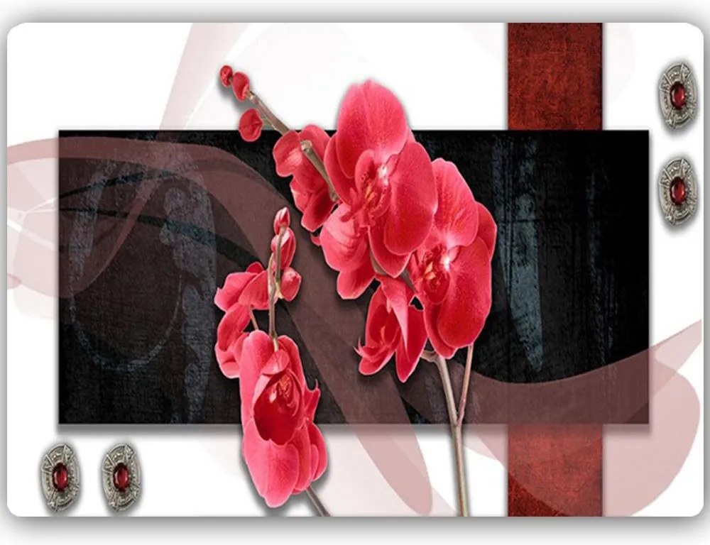 CARO Kovový obraz - Orchid Composition 60x40 cm