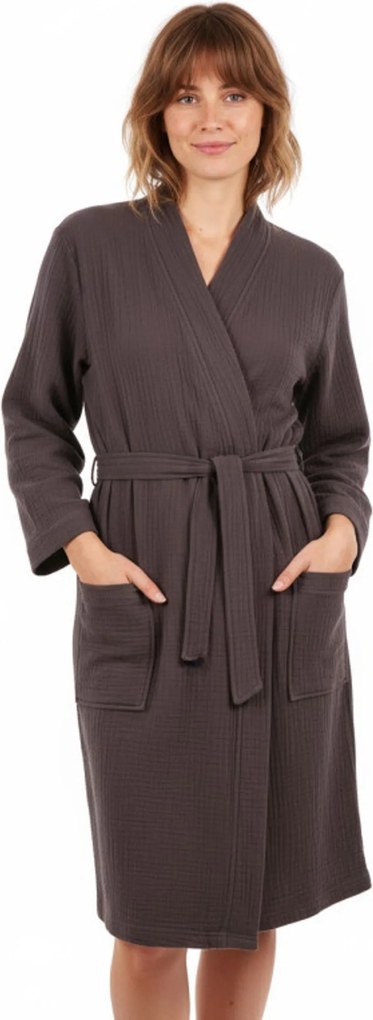 Mušelínový župan Dacca antracit 12 24 9551 unisex - S