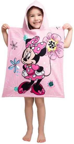 Jerry Fabrics Plážová osuška pončo Minnie Pink bow 50x115 cm