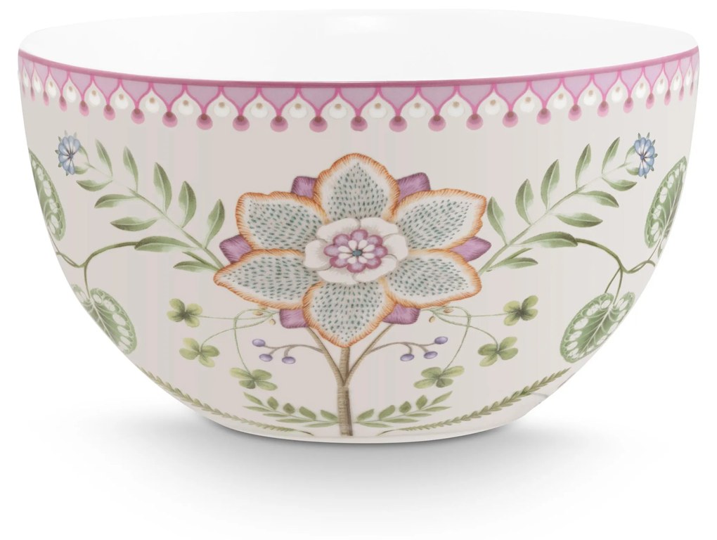 Pip Studio Lily & Lotus miska Ø18cm, bílá (porcelánová miska)