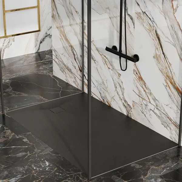 BPS-koupelny Obdélníková akrylátová sprchová vanička HYD-OSV-RIKO 130x90 černá