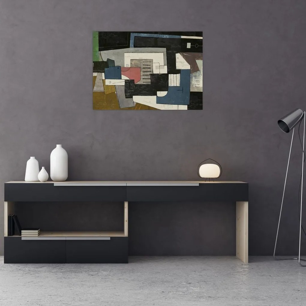 Skleněný obraz - Abstrakce, kubismus (70x50 cm)