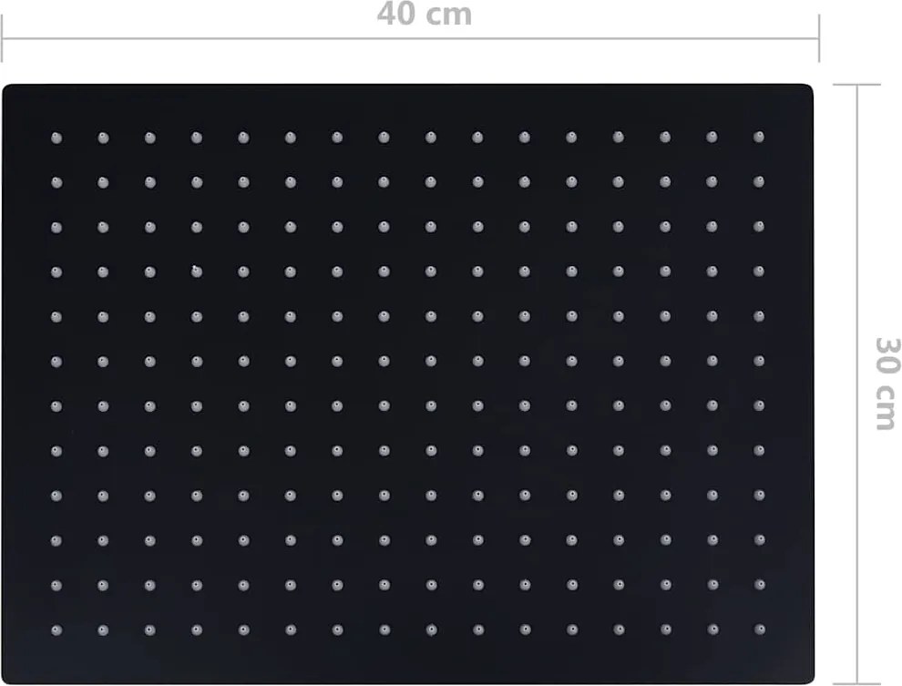 Sprchová hlavice nerezová ocel 40 x 30 cm obdélníková černá 147701