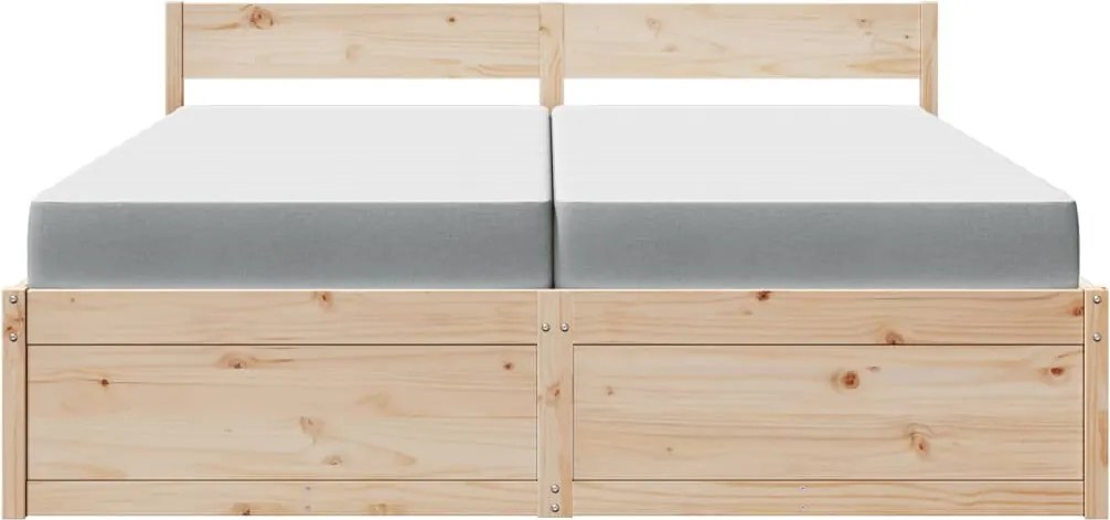 Postel se zásuvkami a matrací 200 x 200 cm masivní borovice 3281886