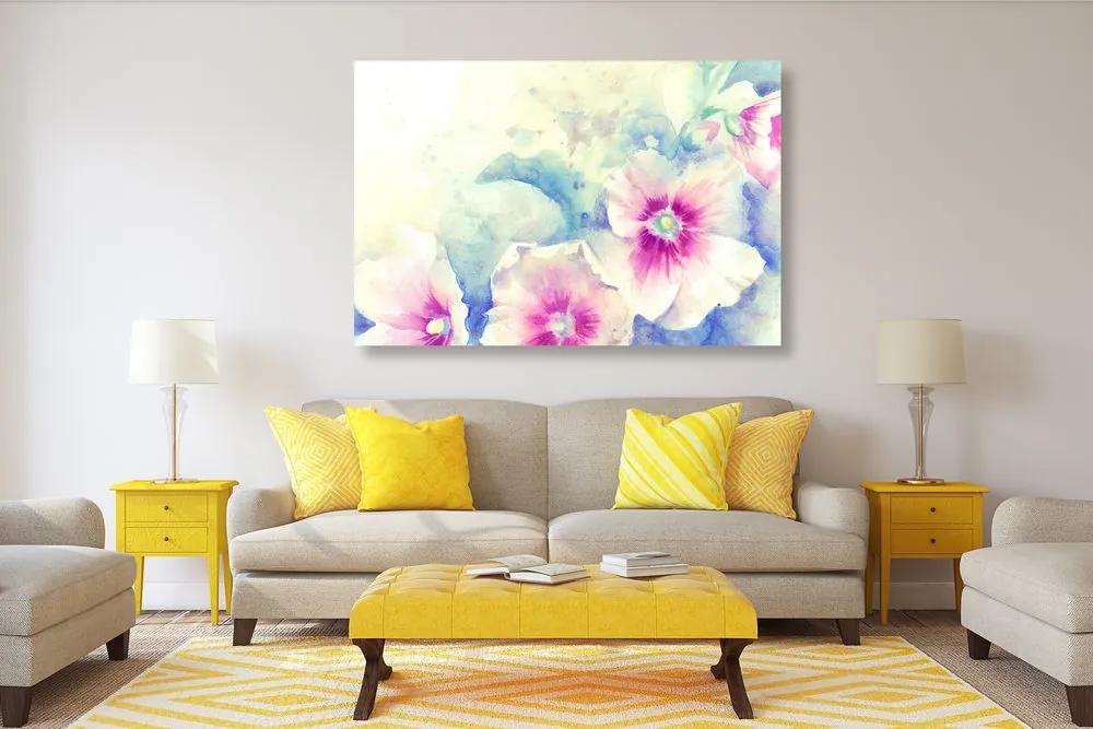 Obraz akvarelový ilustrace růžových květů Varianta: 60x40