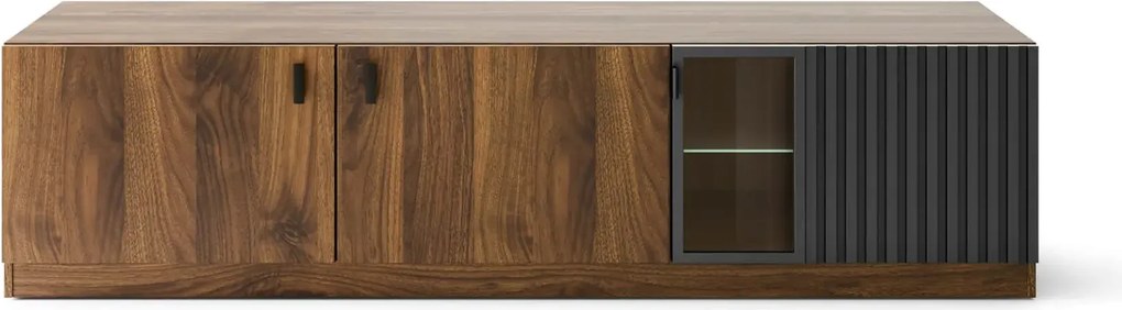 TV stolek s LED osvětlením Radium 25 180 cm ořech Columbia/černý
