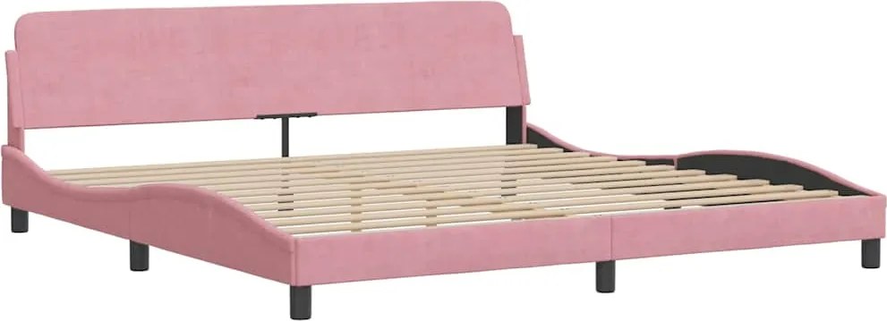 Rám postele bez matrace Hanko růžový 200x200 cm samet 3207872