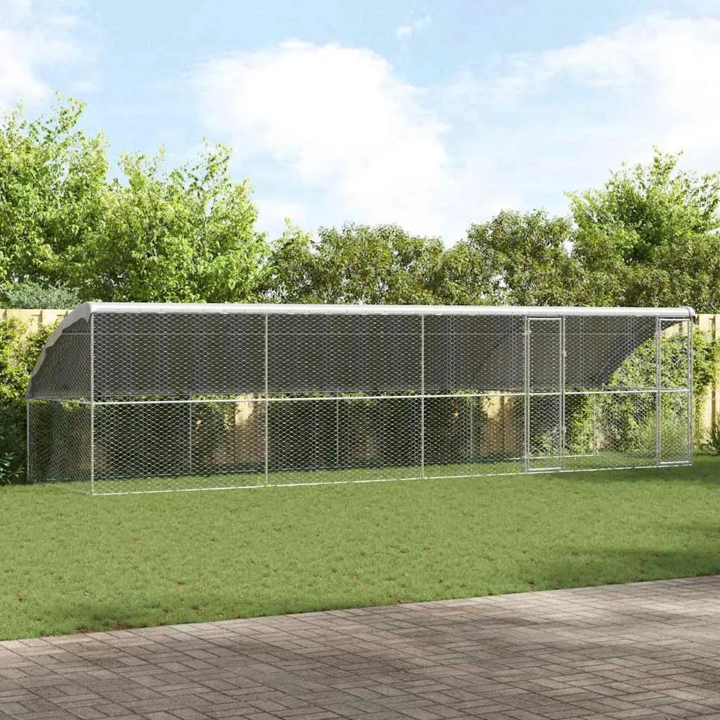 Psí kennel 4 ks Stříbrná 8 x 2 x 2 m Pozinkovaná ocel 3368332