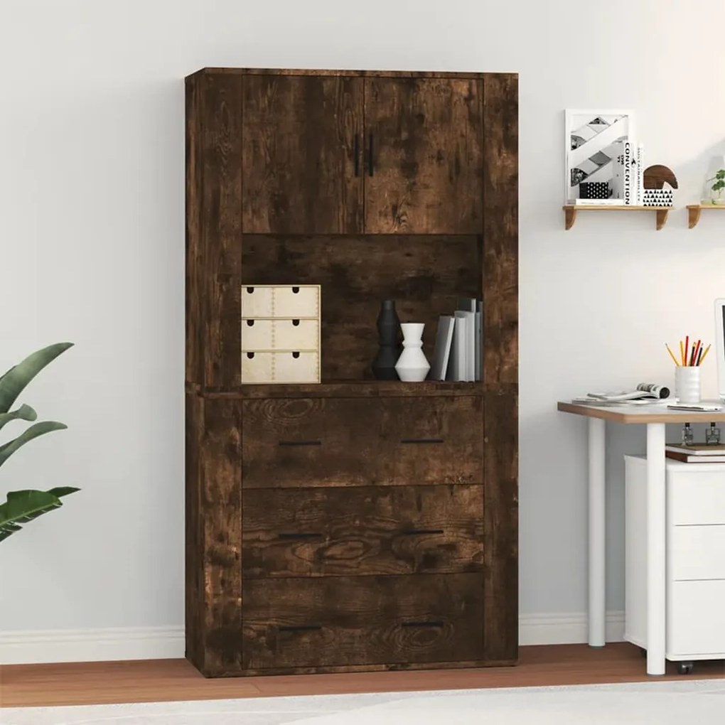 Skříň highboard kouřový dub kompozitní dřevo