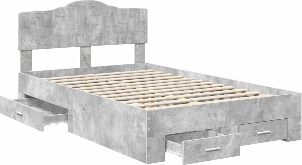 Rám postele s čelo Betonově šedá 120 x 190 cm Kompozitní dřevo 3413223