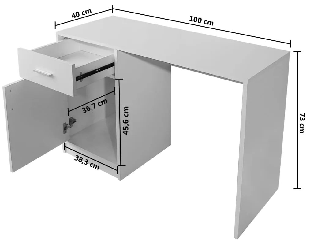 vidaXL Marketos Psací stůl se zásuvkou a skříňkou bílý 100 x 40 x 73 cm