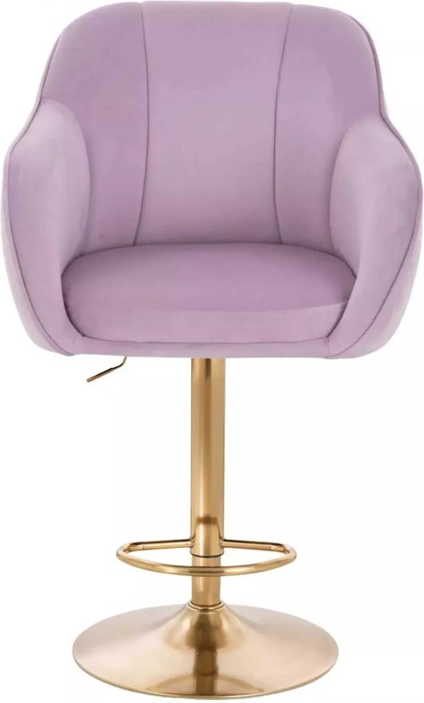 LuxuryForm DESIGN Barová židle AVOLA VELUR na zlaté kulaté podstavě - levandule