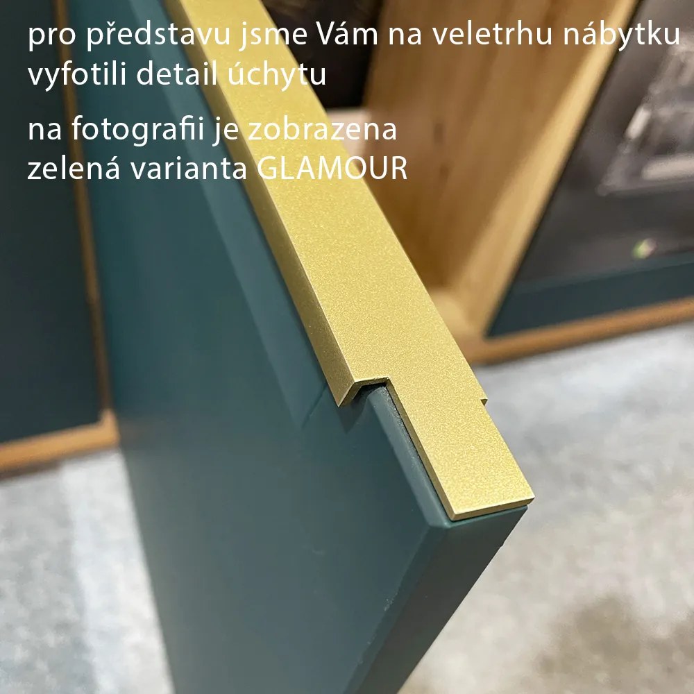GLAMOUR z | dolní skříňka GLA-1D | 30 cm | KOVÁNÍ BASIC | korpus dub sonoma | zelená mat