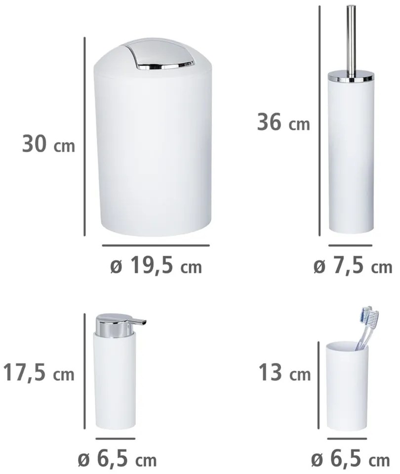 Bílá plastová sada doplňků do koupelny Calvo – Wenko