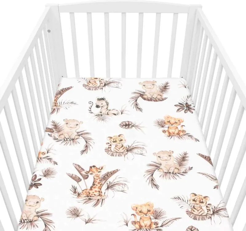 Bavlněné prostěradlo do postýlky New Baby Safari 120x60cm