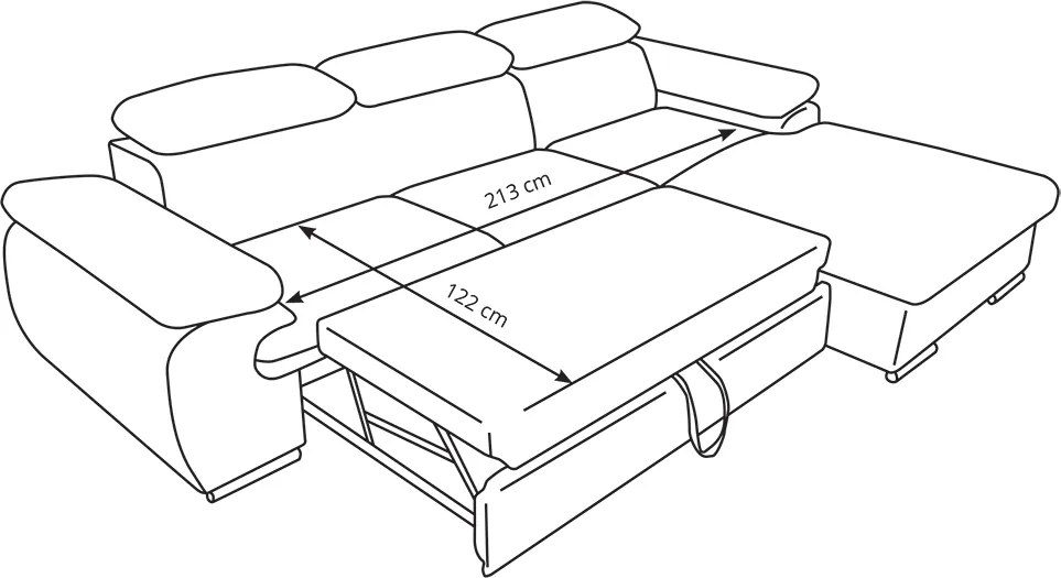 Sedací souprava COOL | 281x191 cm | rozkládací + úložný prostor | PRAVÁ | lounge 18 světle šedá