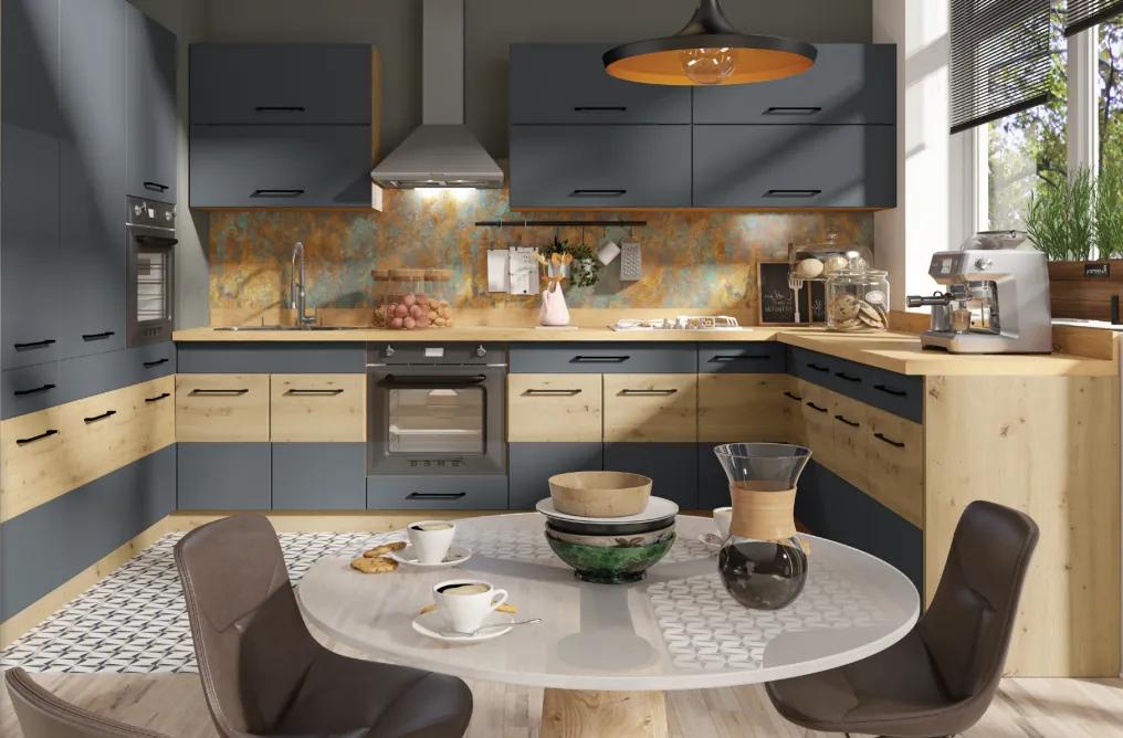 Dolní rohová kuchyňská skřínka Infinity 24D, levá Barevné provedení: Infinity - gray mat, artisan, Zvolte korpus: Dub artisan