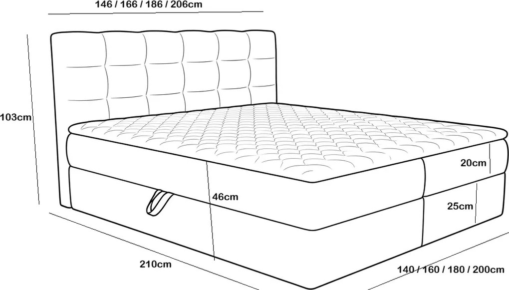 Čalouněná postel boxspring DIRELIS VIBE 140x200 cm krémová Matrace: Matrace Bonell pružinová