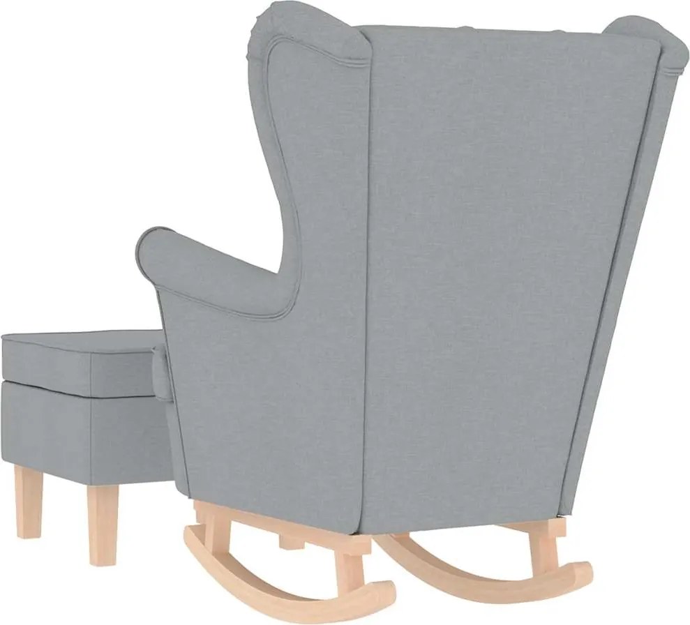 Houpací křeslo s podnožkou světle šedé textil 3307997