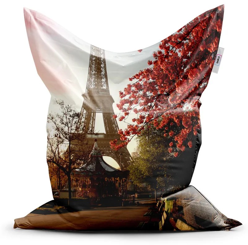Sedací vak SABLIO - Eiffelova věž a červený strom 150x100 cm
