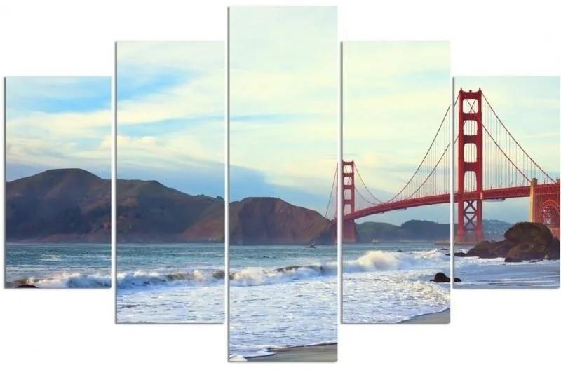 Obraz na plátně pětidílný New York Golden Gate - 150x100 cm