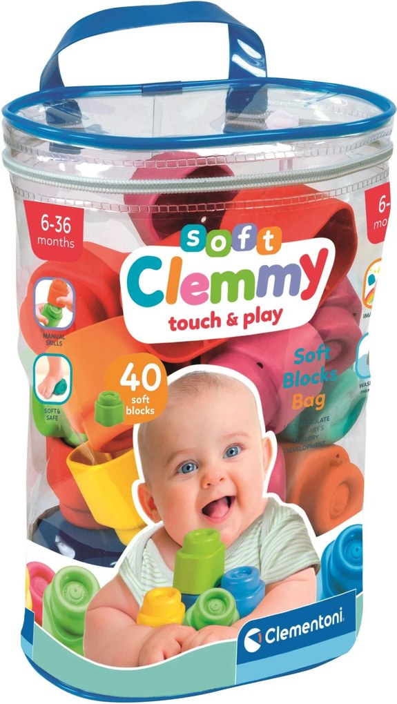 Clementoni soft clemmy sada 40 měkkých kostek v plastové tašce