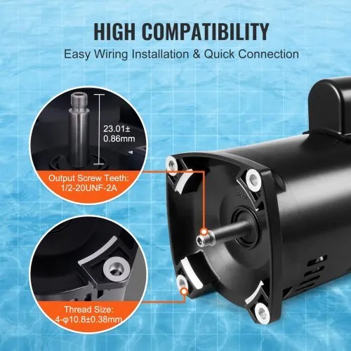 0,75 kW motor bazénového čerpadla 115/230 V 9/4,5 A 56Y 3450RPM 90μF/250 V