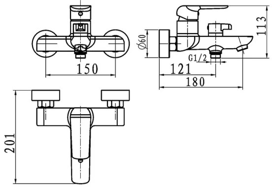 Novaservis - Vanová baterie NOBLESS TINA černá